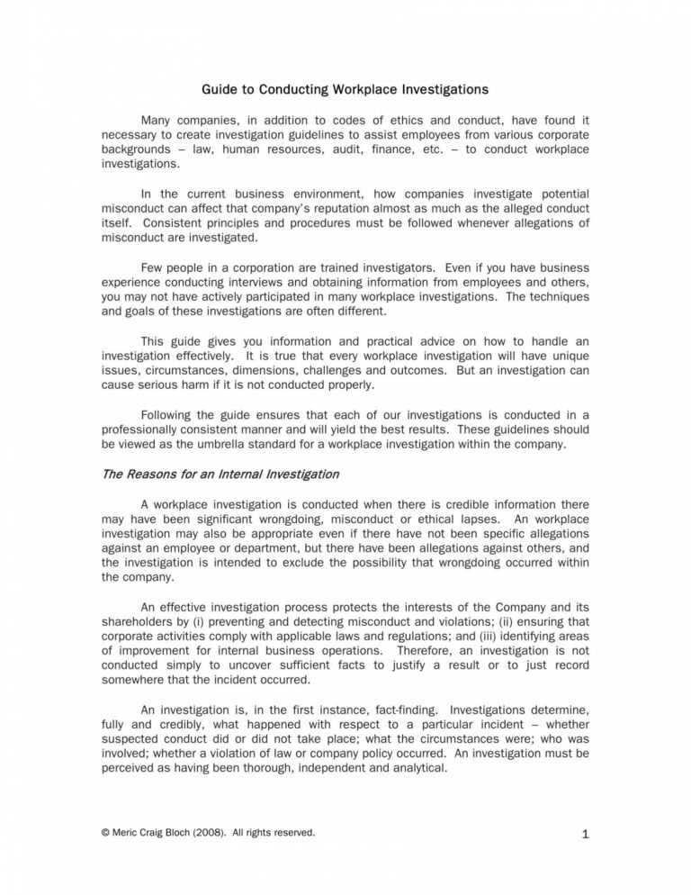 Human Resources Investigation Report Template with Hr Investigation ...