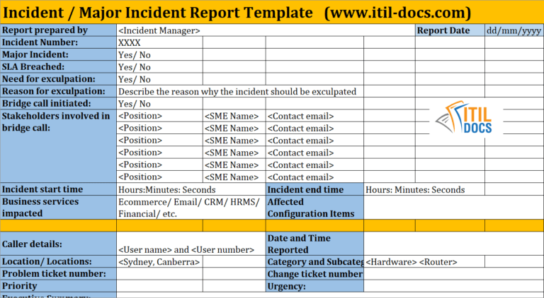 Incident Report Template | Major Incident Management – Itil Docs in ...