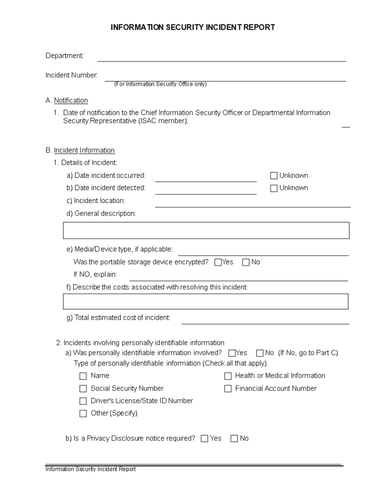 Information Security Incident Report Sample Templates At Throughout Information Security Incident Report Sample Templates At Throughout