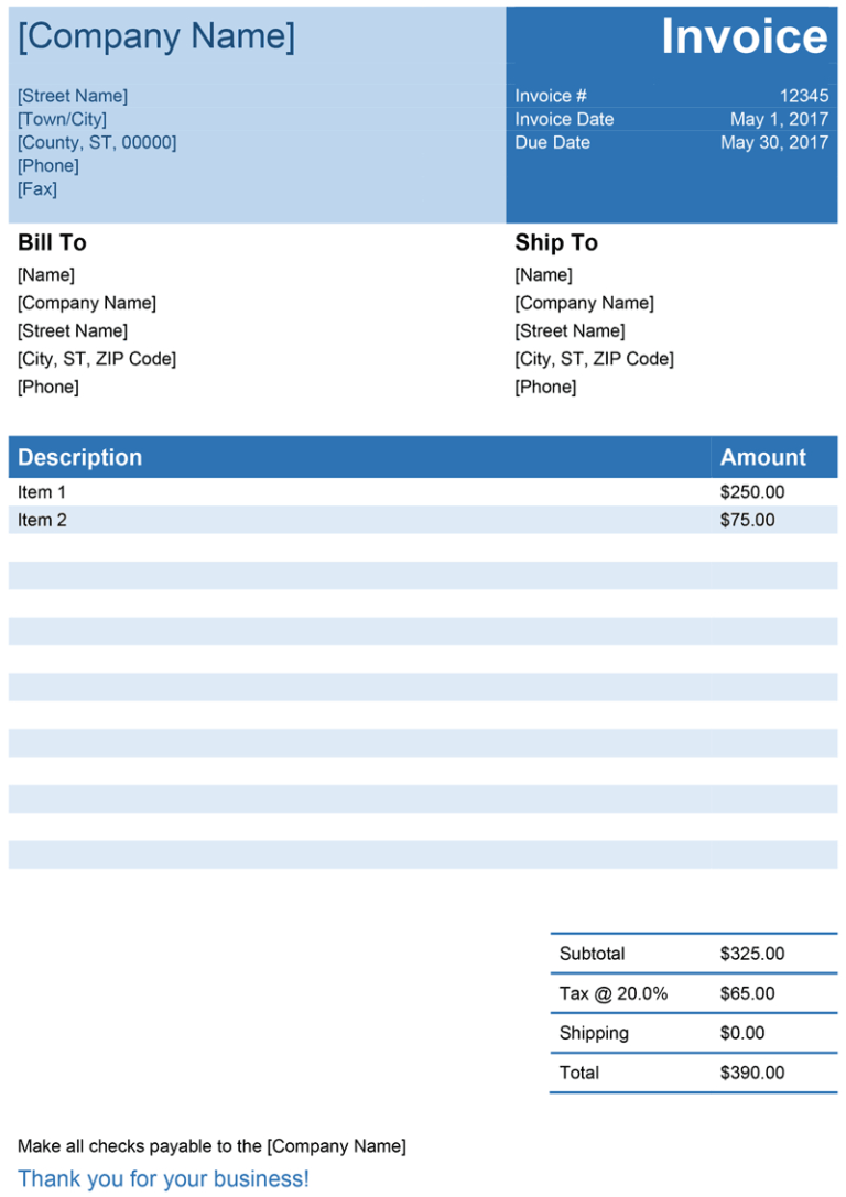 Invoice Template For Word – Free Simple Invoice within Fact Sheet ...