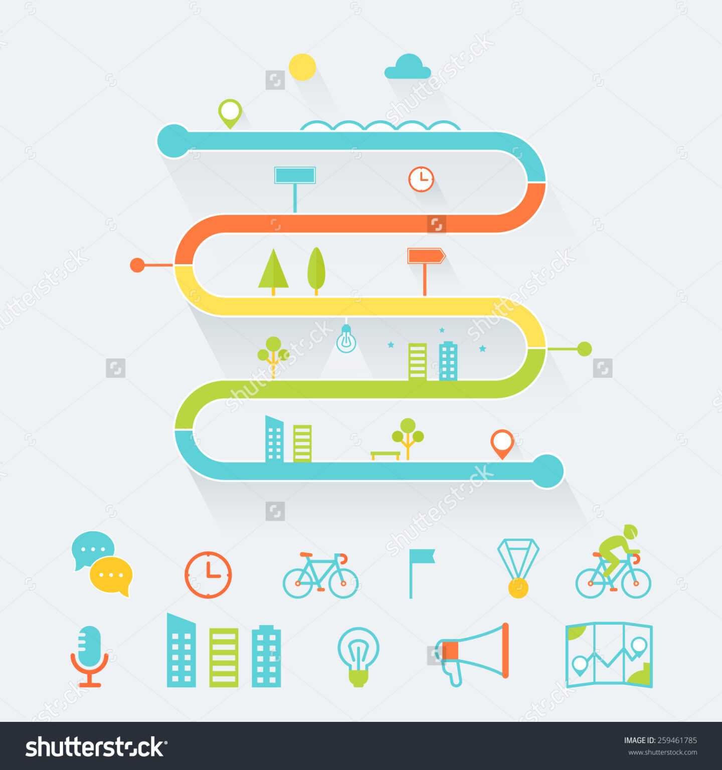Library Of Timeline Road Map Svg Transparent Download Png within Blank ...