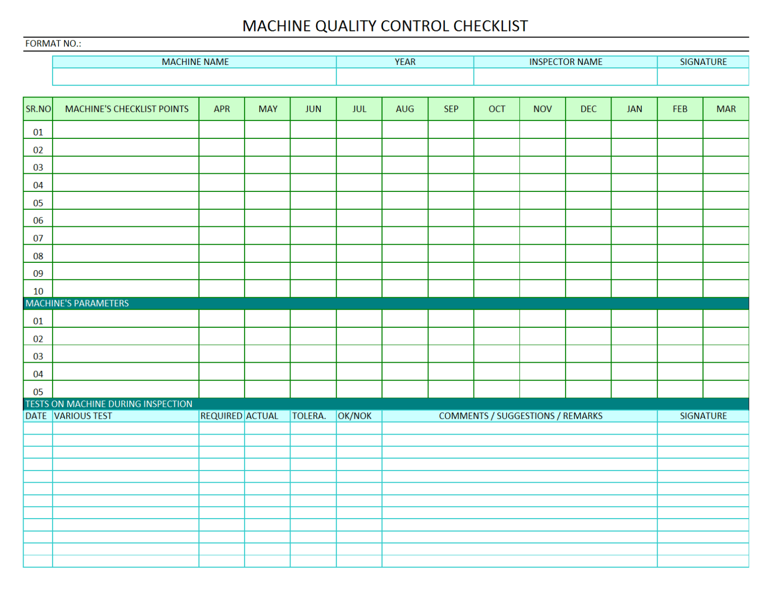 Machine Quality Control Checklist – Quality Audit Of Machine intended ...
