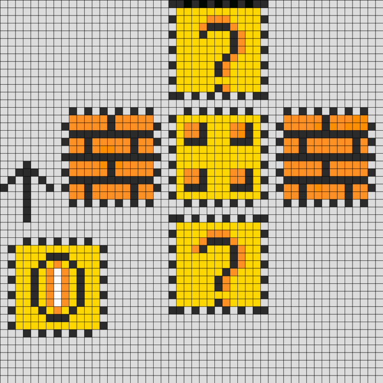 Mario Coin Block Perler Layout Perler Bead Pattern | Bead regarding ...