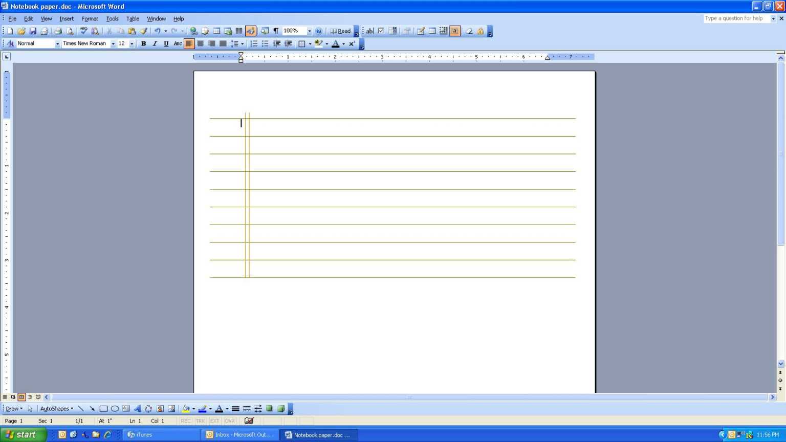 Microsoft Word 2010 Notebook Paper Template – Kerren with regard to ...