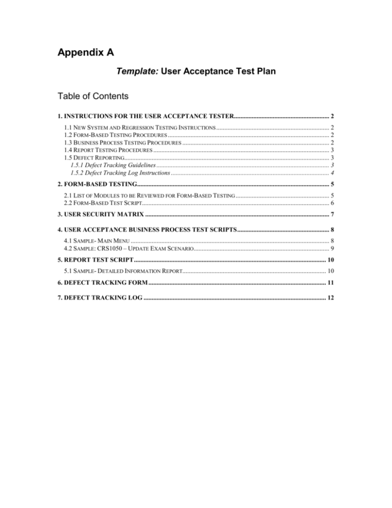 Moe Uat Template with regard to Acceptance Test Report Template ...