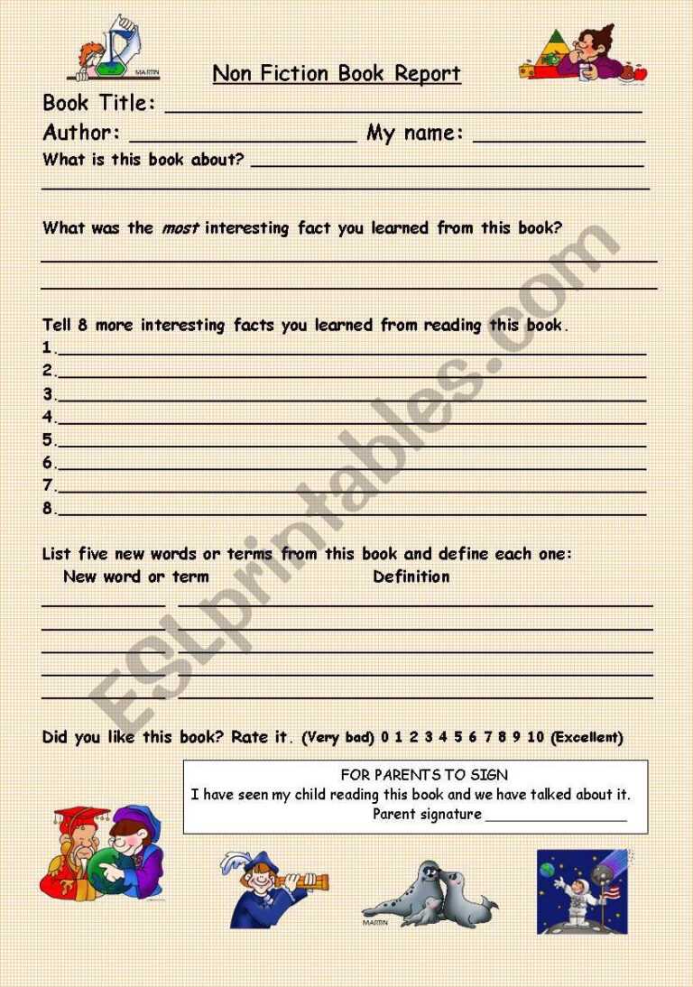 Non Fiction Book Report Form – Esl Worksheetfriedfam regarding ...