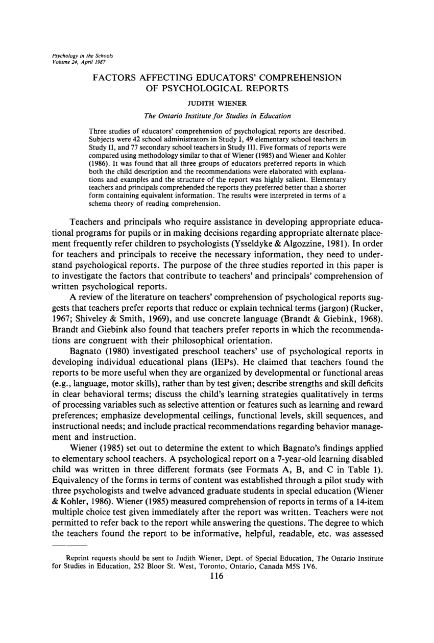Pdf) Factors Affecting Educators' Comprehension Of within ...