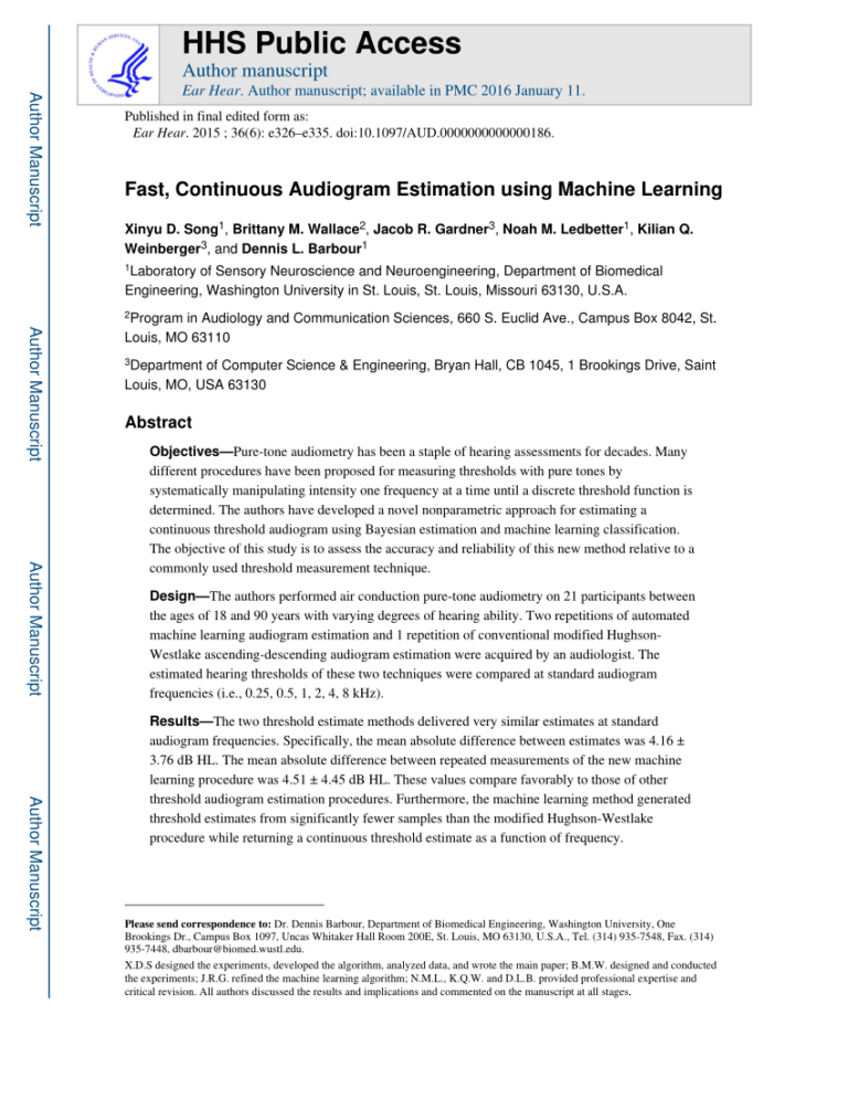 Pdf) Fast, Continuous Audiogram Estimation Using Machine inside Blank ...