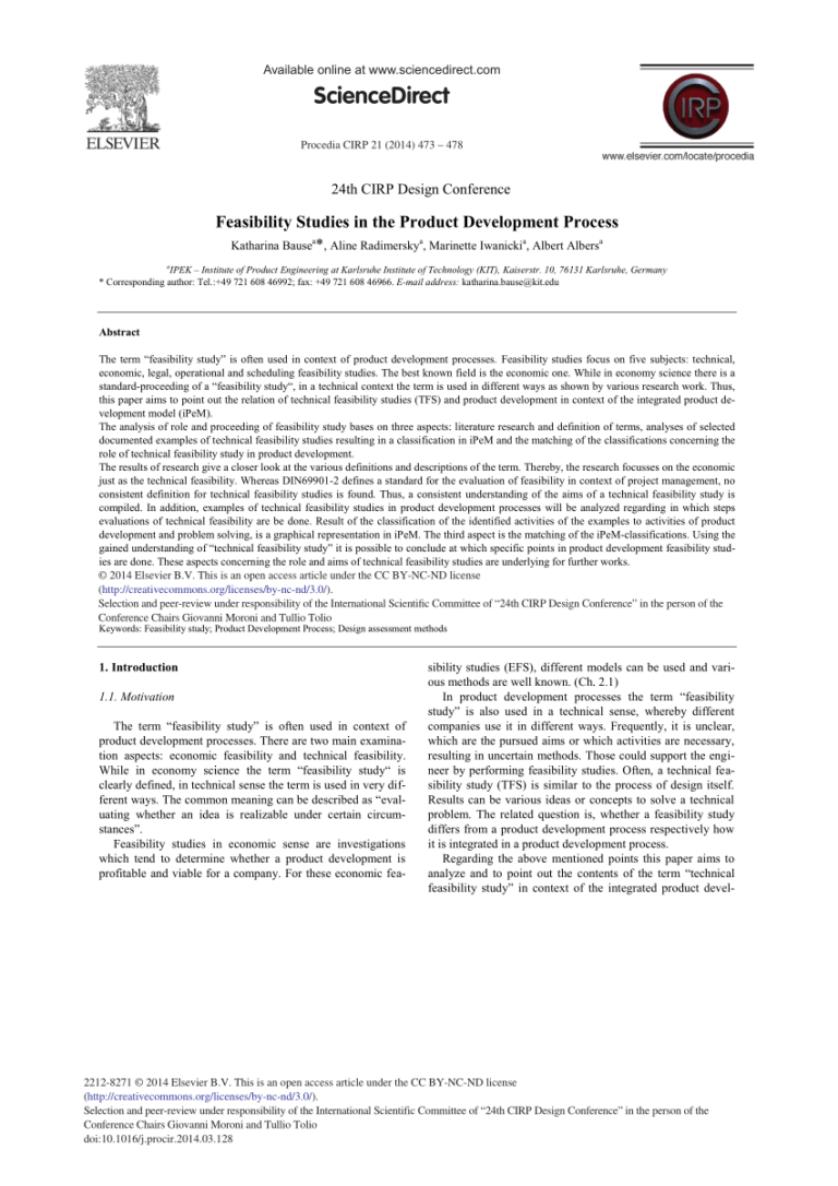 Pdf) Feasibility Studies In The Product Development Process with regard ...
