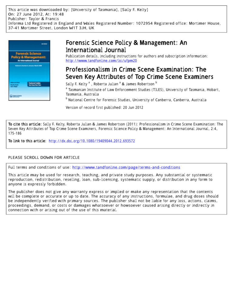 Pdf) Professionalism In Crime Scene Examination: The Seven inside Crime ...