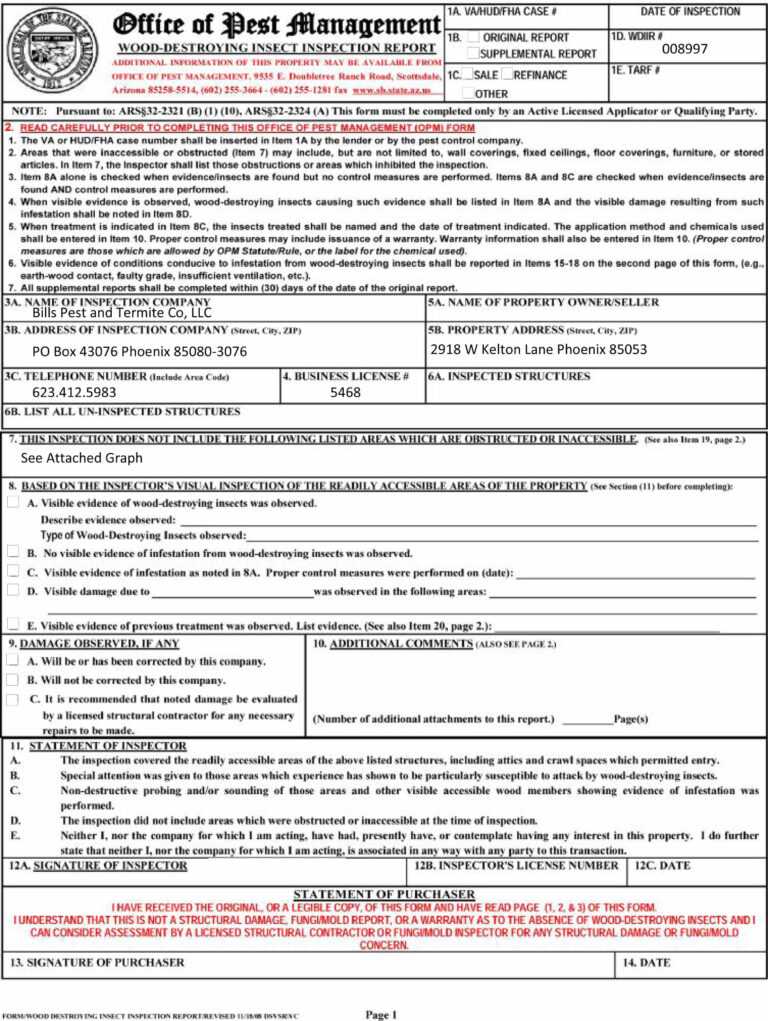 Pest Inspection: Pest Inspection Report Form throughout Pest Control ...