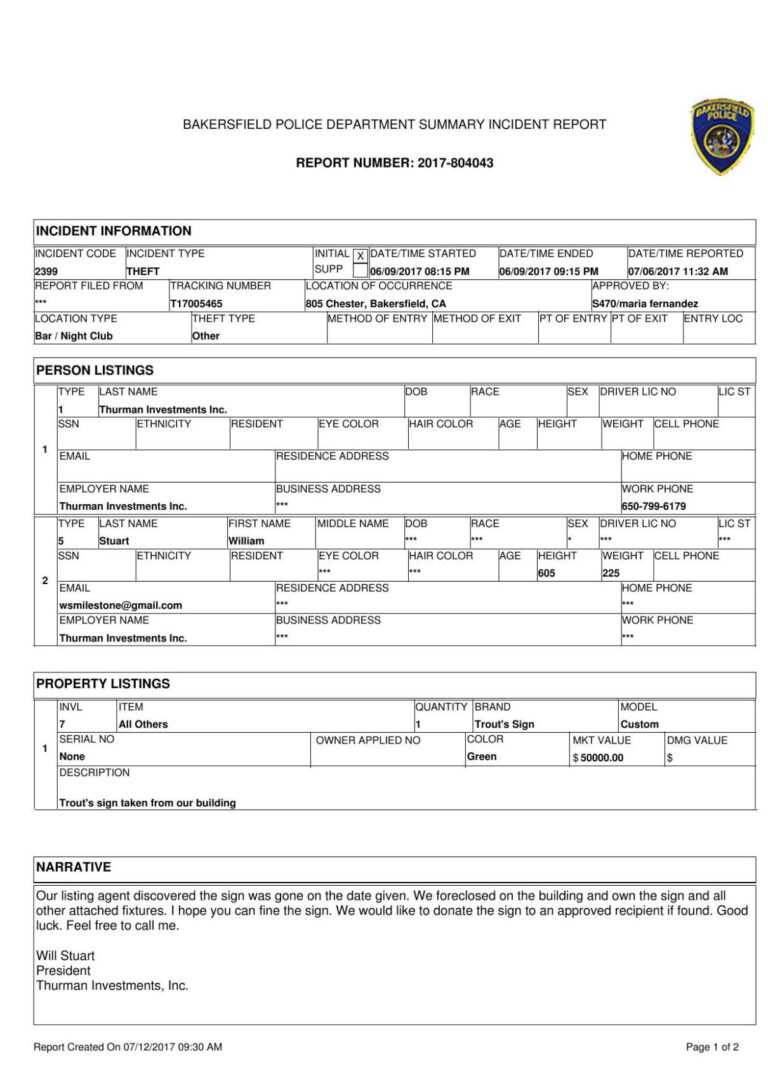 Police Incident Report – Calep.midnightpig.co inside Police Incident ...