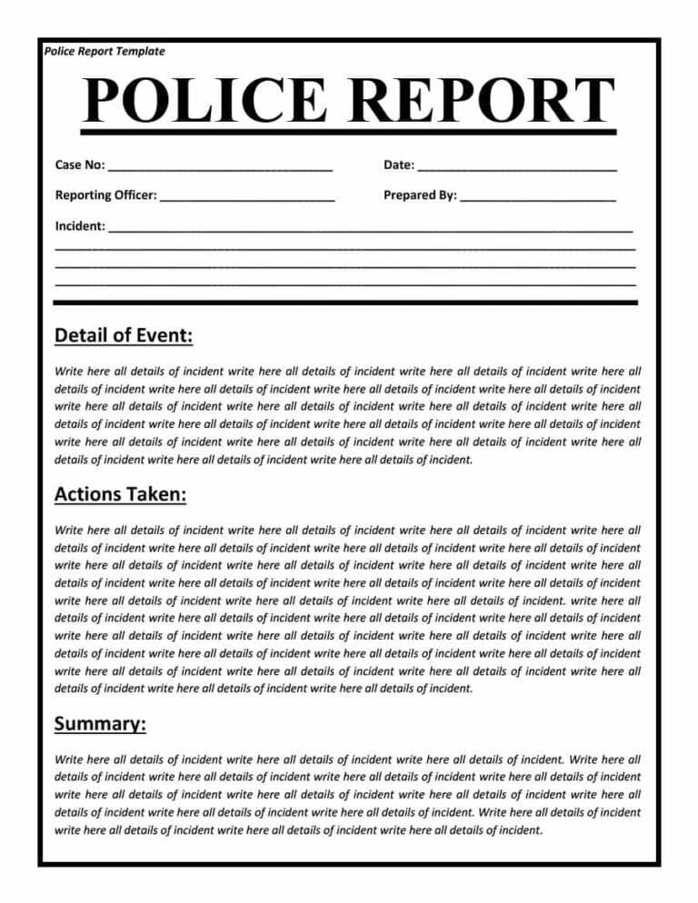 Police Report Example – Calep.midnightpig.co with Crime Scene Report ...