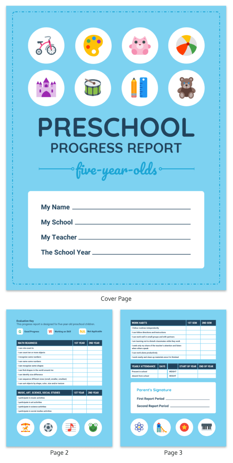 Pre-K Progress Report throughout Preschool Progress Report Template ...