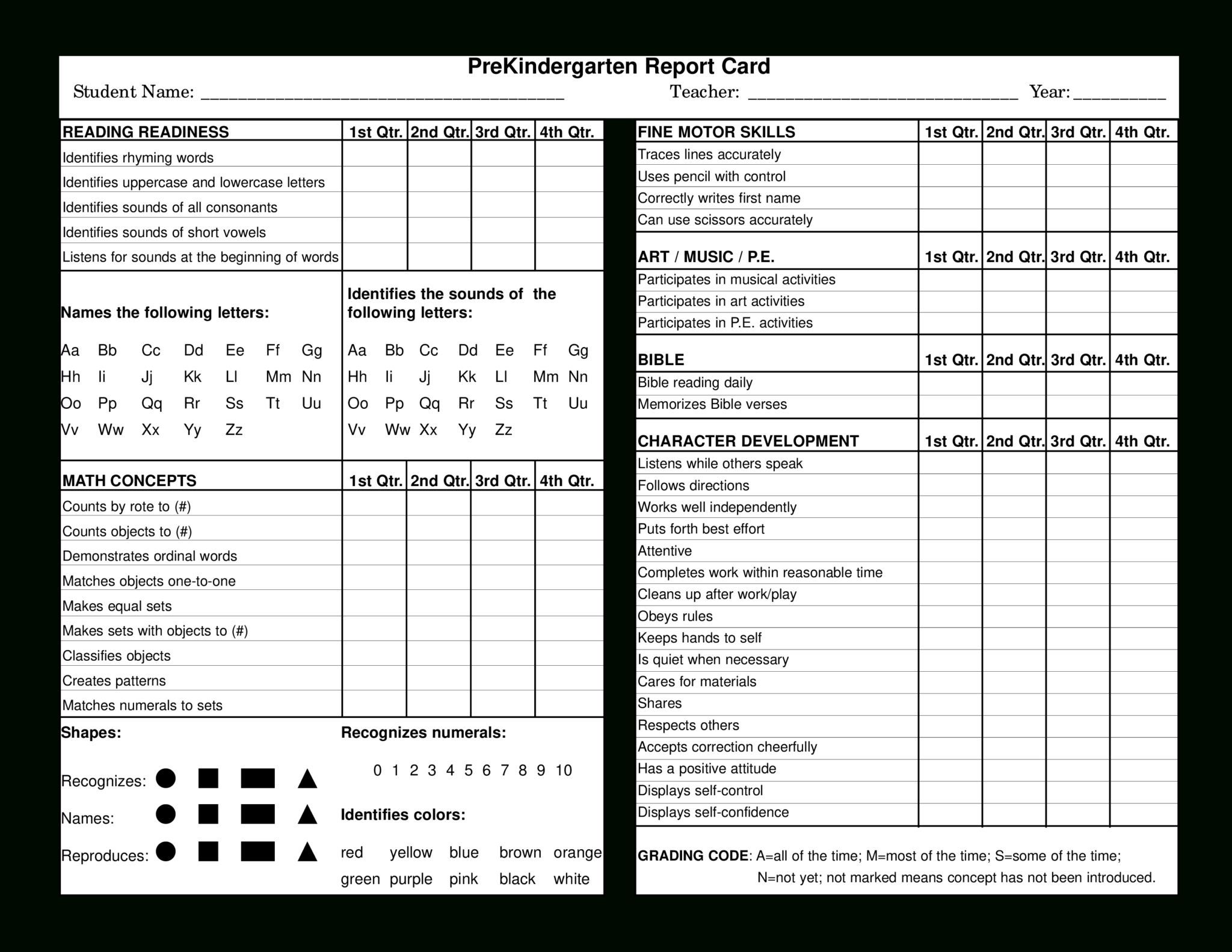 Preschool Report Card | Templates At Allbusinesstemplates intended for ...