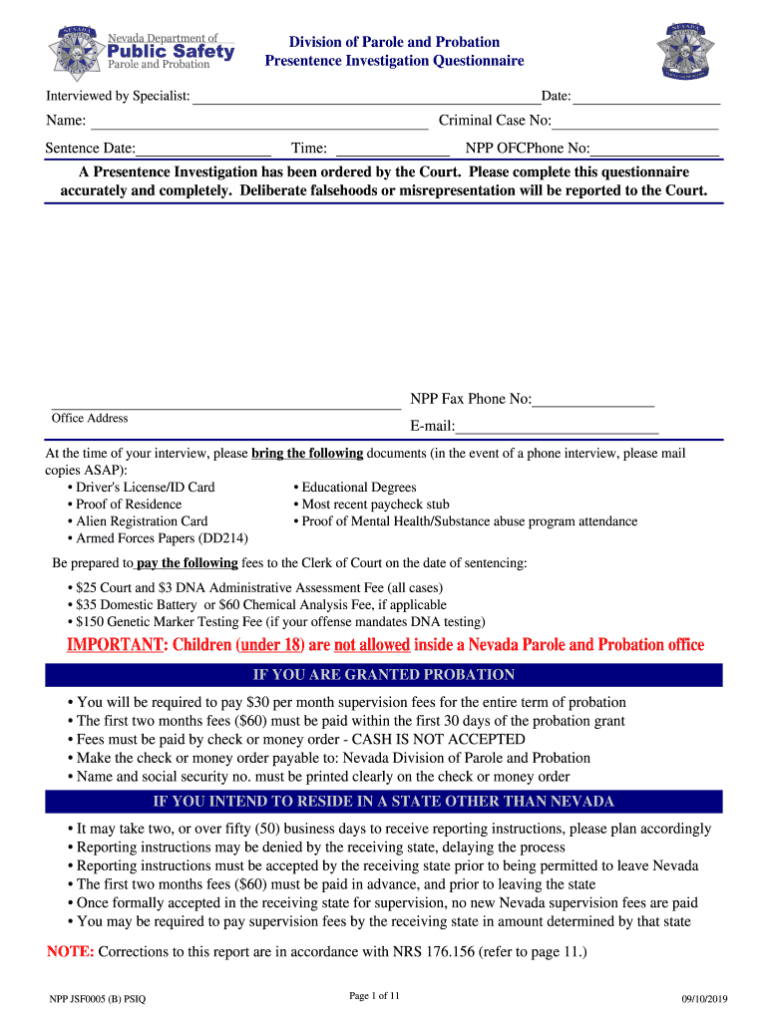 Presentence Investigation Report Template – Fill Online intended for ...