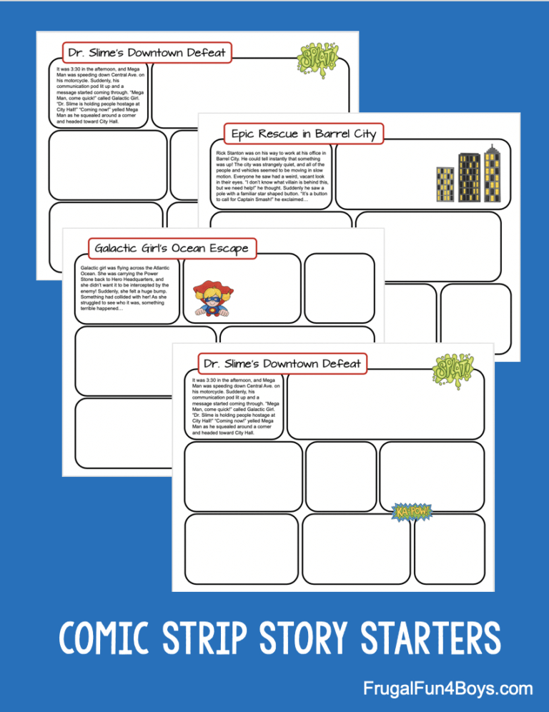 Printable Comic Strip Templates With Story Starters – Frugal with ...