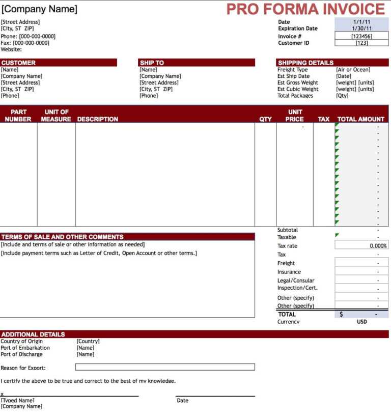 Proforma Invoice Template Word | Apcc2017 regarding Free Proforma ...