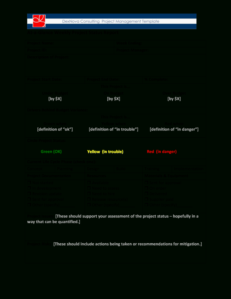 Project Weekly Status Report | Templates At within Weekly Progress ...