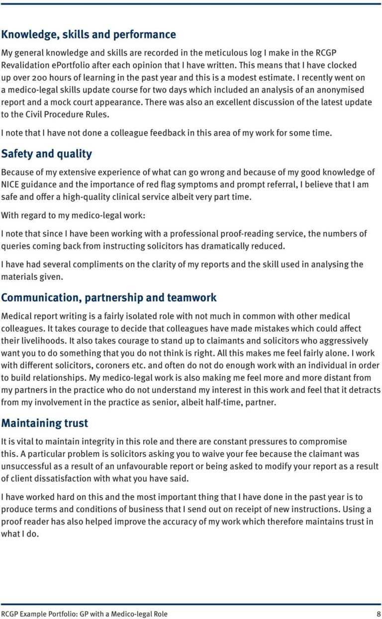 Rcgp Example Portfolio: Gp With A Medico-Legal Role – Pdf in Medical ...