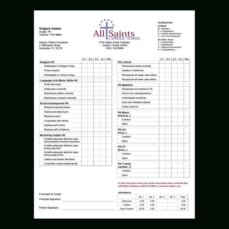 Report Card Template – 3 Free Templates In Pdf, Word, Excel regarding ...