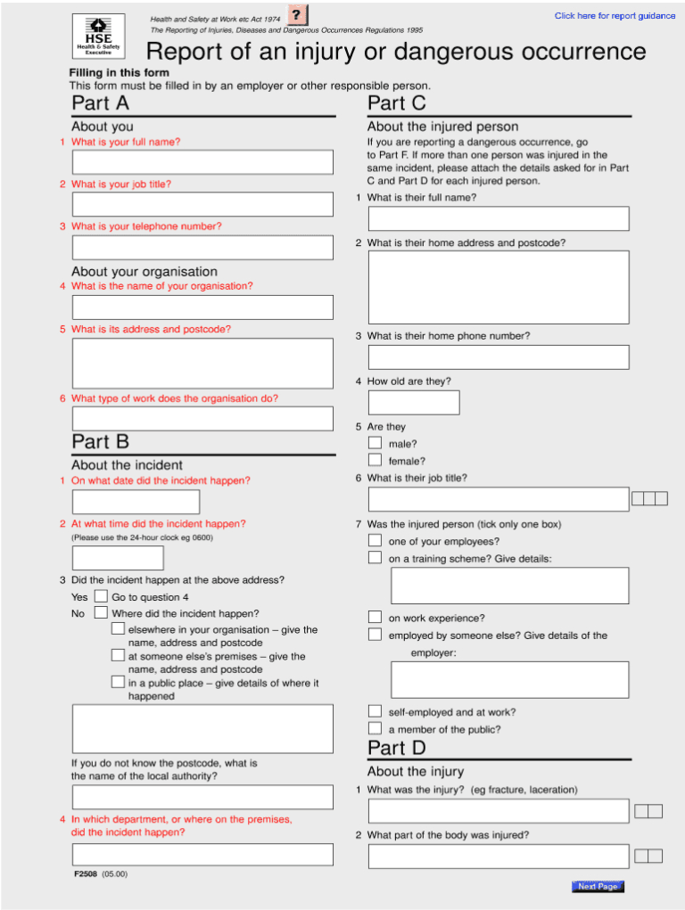 Riddor Form – Fill Online, Printable, Fillable, Blank in Hse Report ...