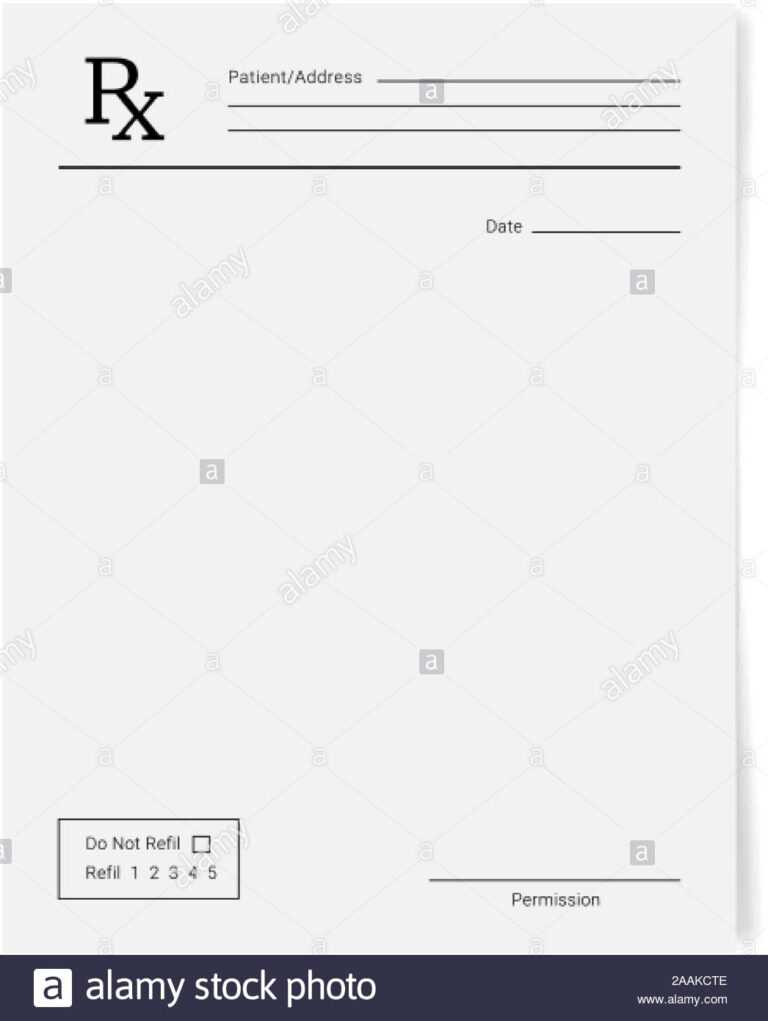 Rx Pad Template. Medical Regular Prescription Form Stock with regard to ...