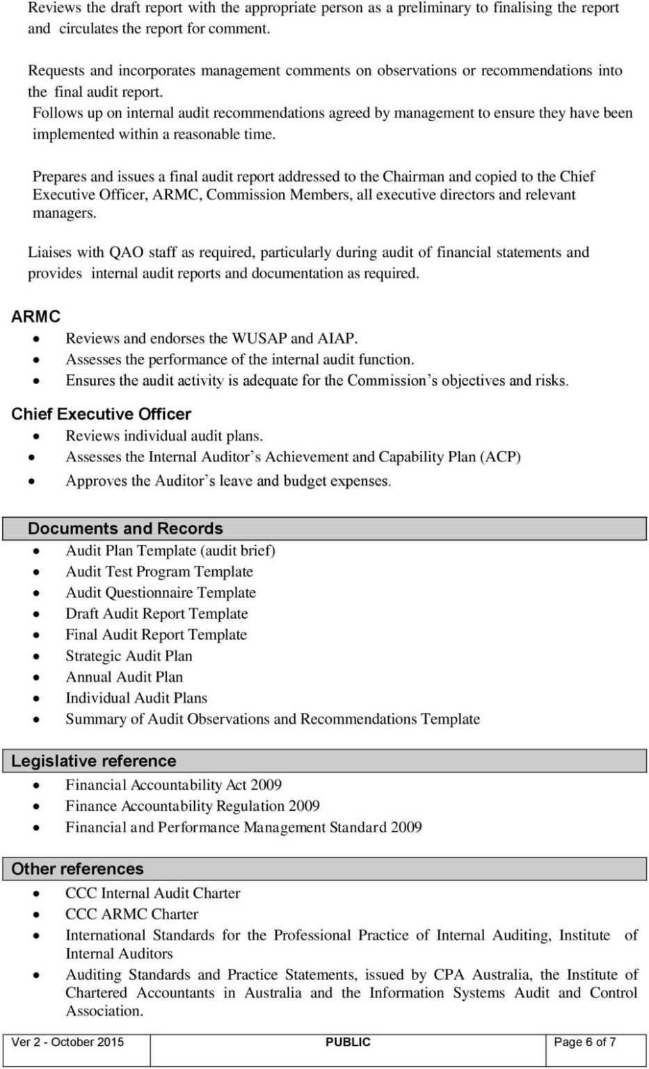 Sample Internal Audit Report Executive Summary intended for Evaluation ...