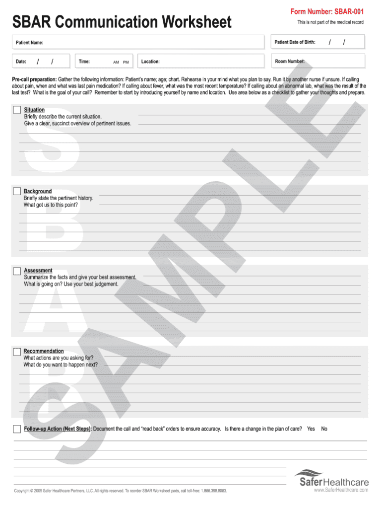 Sbar Tool Template Word Document – Fill Online, Printable with Sbar ...