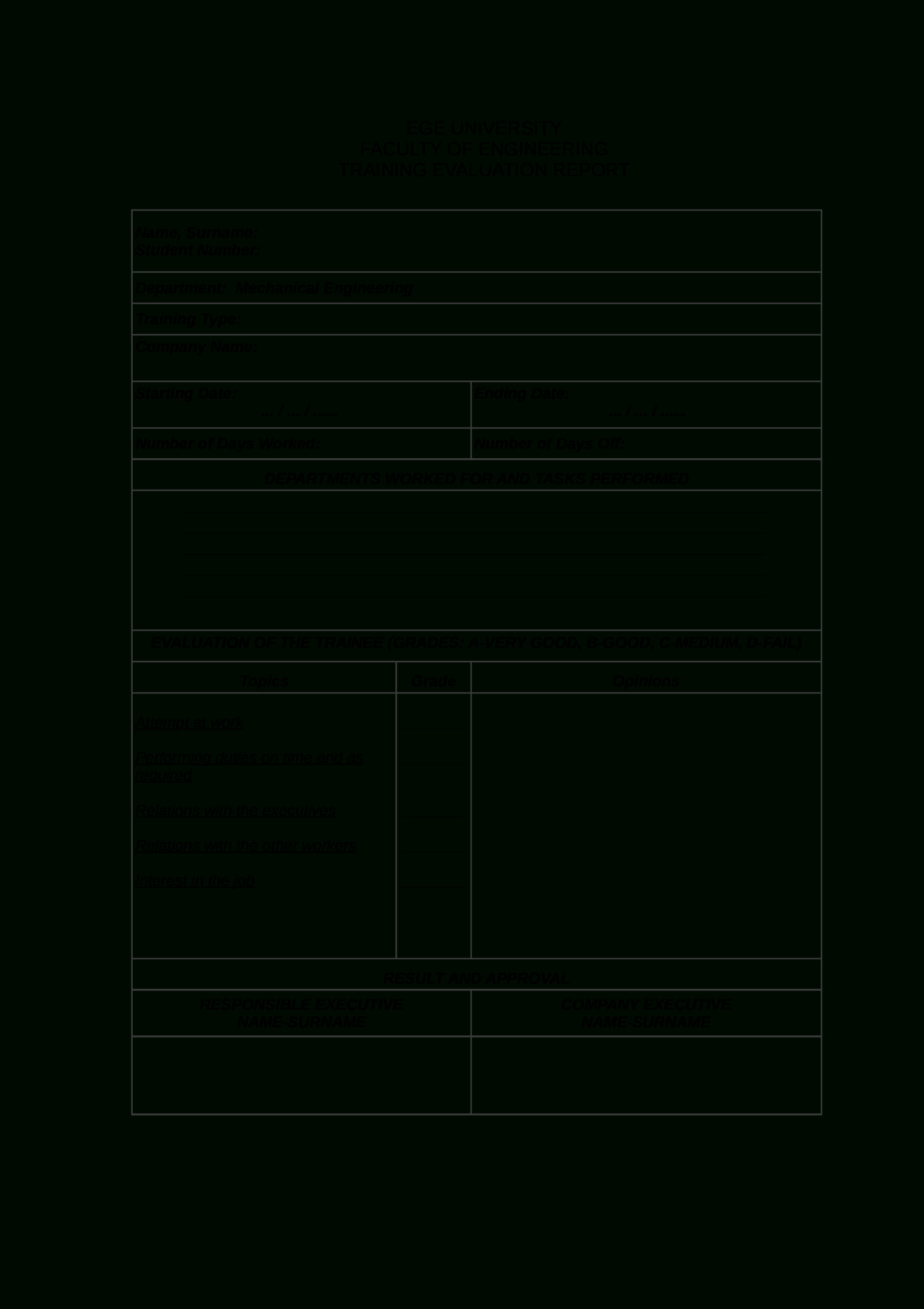 Training Evaluation Form Sample | Templates At within Training Feedback ...