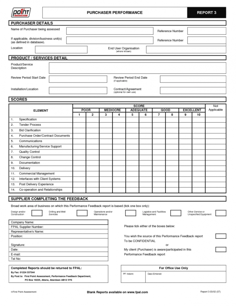 Vendor Feedback Form Template Pertaining To Blank Evaluation Form ...