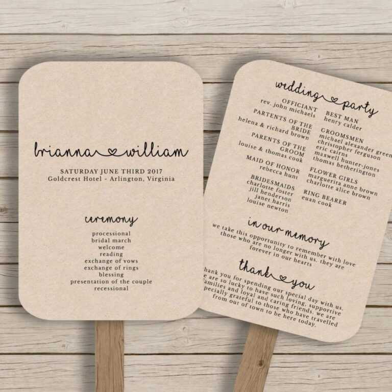 Wedding Fan Program Template – Rustic Wedding Fan Printable in Free ...